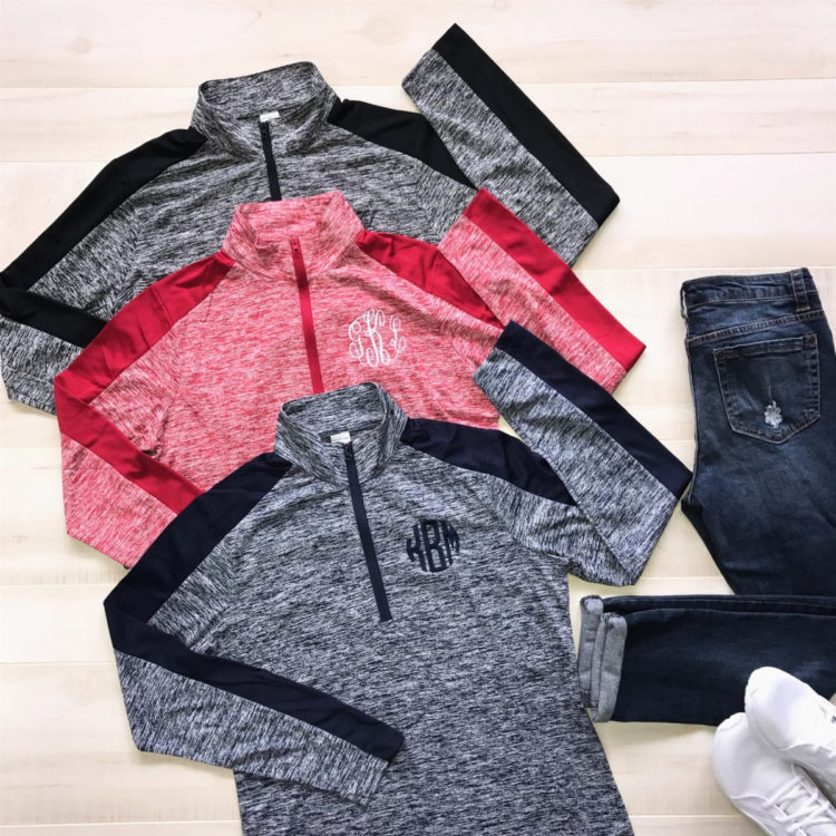 Monogrammed Heather 1/4 Zip Pullover – Superior Stickers